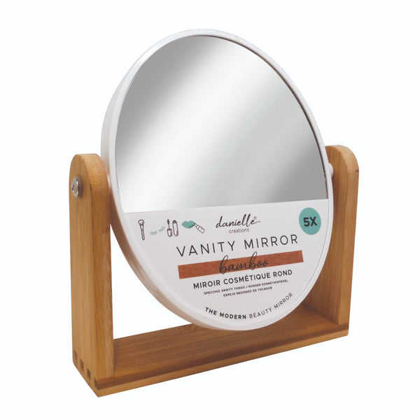 Danielle Bamboo Oval Vanity Mirror White - LUCY MAKEUP STORE MALTA